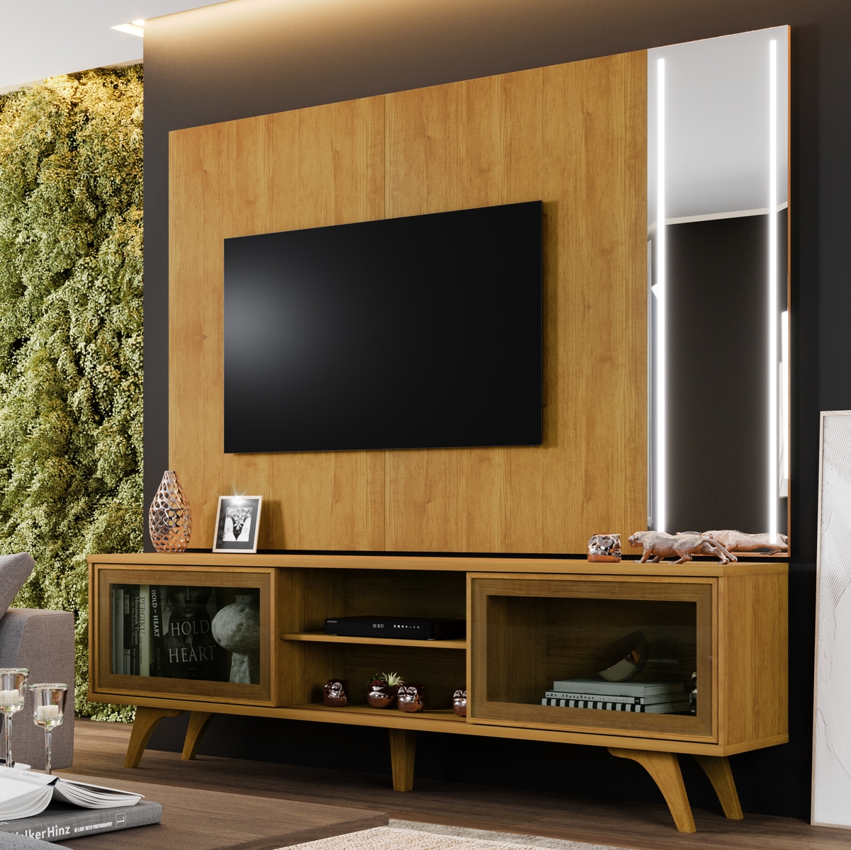 Painel até 75″ + Rack Vitrum Naturale – MAVAULAR- total – AR Móveis ...